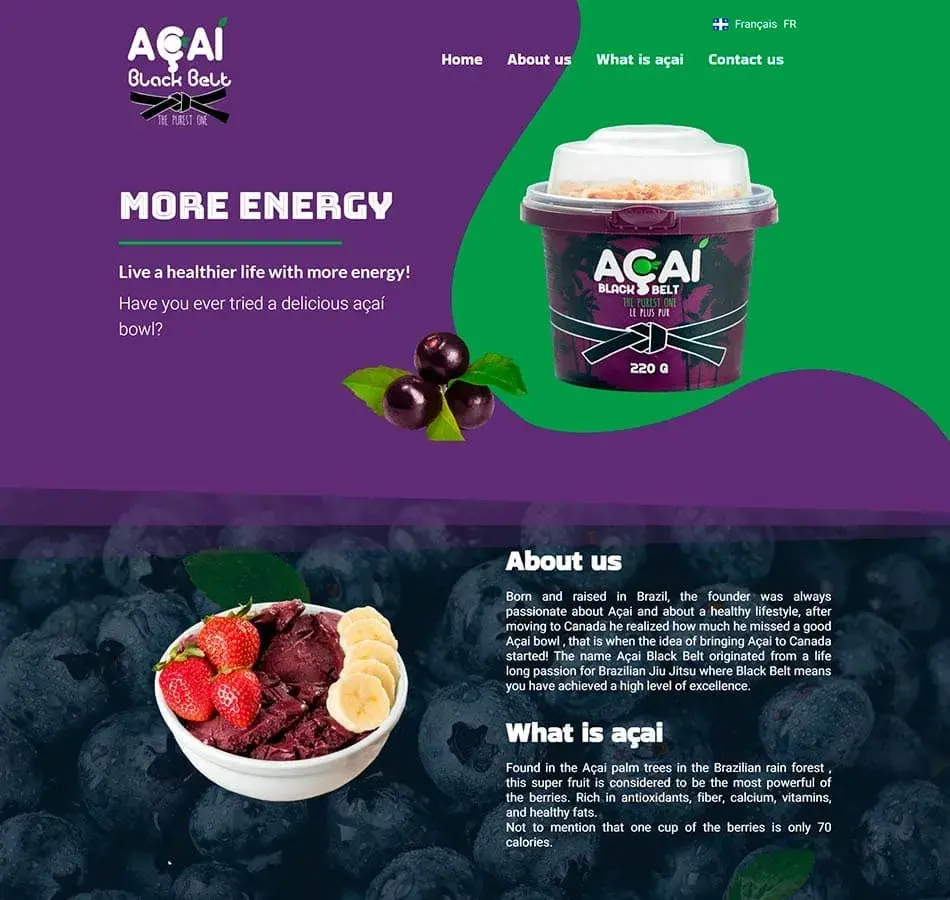 Criação de Site para Empresa de Açaí em Quebec, Canadá: Sabor do Brasil ...